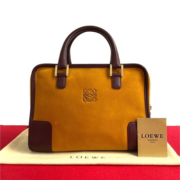 Loewe | Bags | Loewe Amazona 28 Anagram Suede Leather Boston Bag ...
